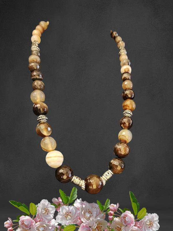 Handcrafted Agate Stone Necklace in Earthy Tones – BeadznThreadz